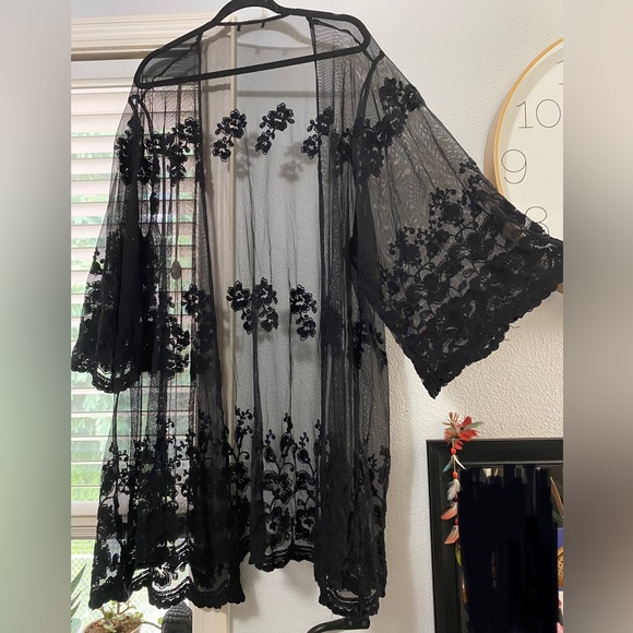 Jackets & Coats | Black Lace Kimono | Poshmark